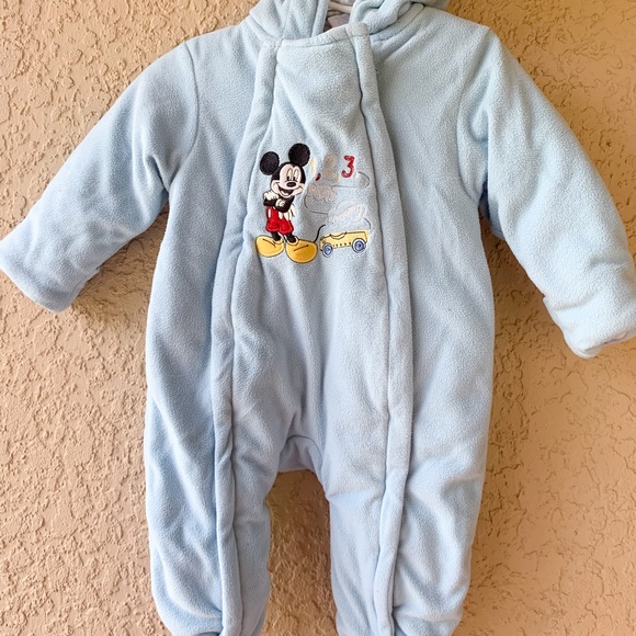 Disney | One Pieces | Baby Mickey Mouse Baby Blue Snowsuit Zip Up ...